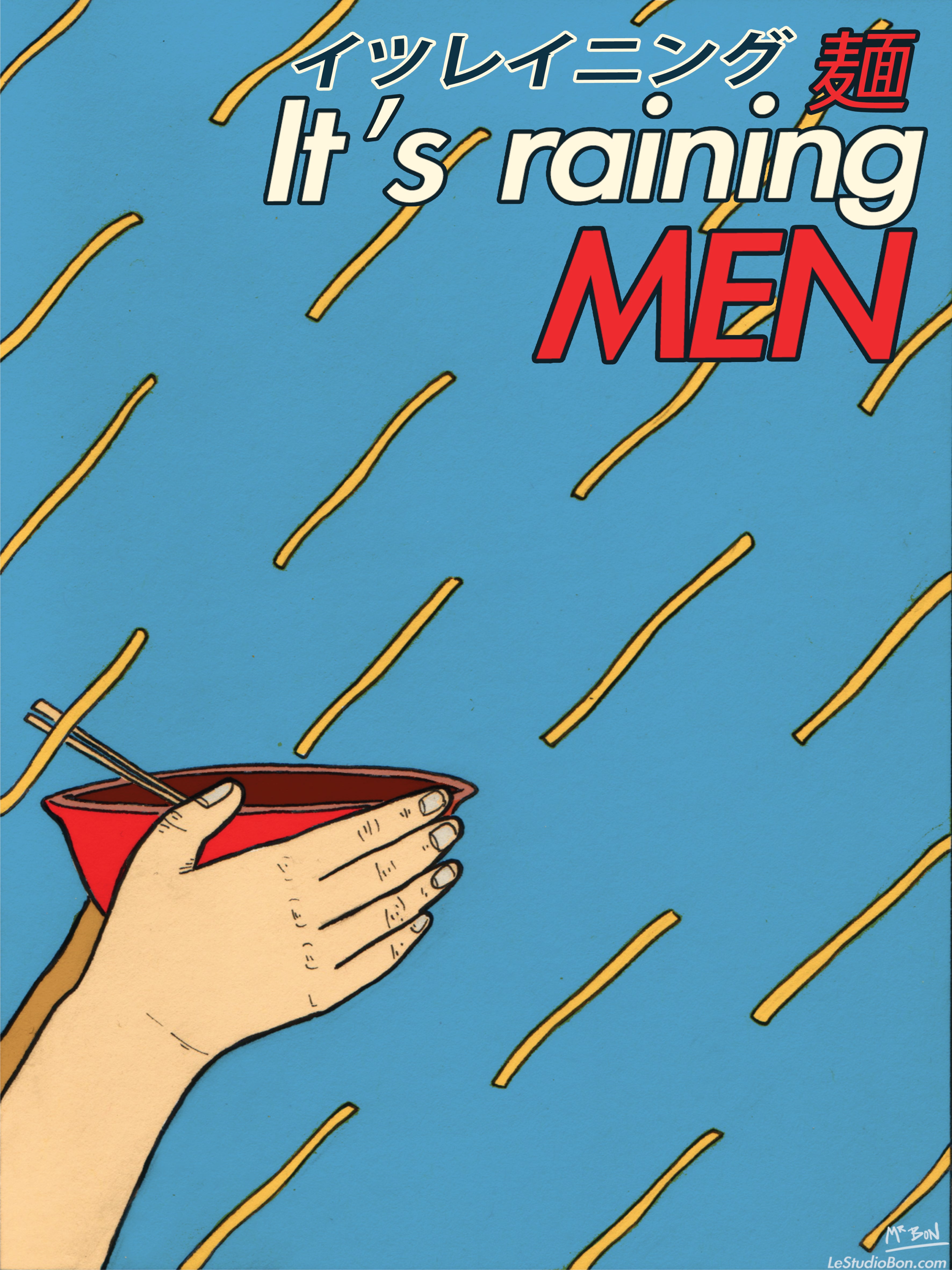 Affiche "Raining Men" | Gastronomie en affiches | Le Studio Bon